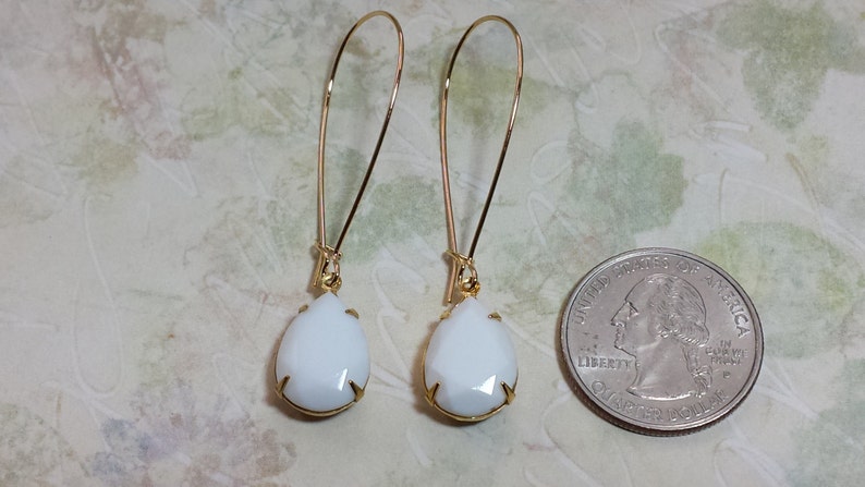 Chalk White Crystal Teardrop Earrings: Gold Plated Bridal Jewelry ...