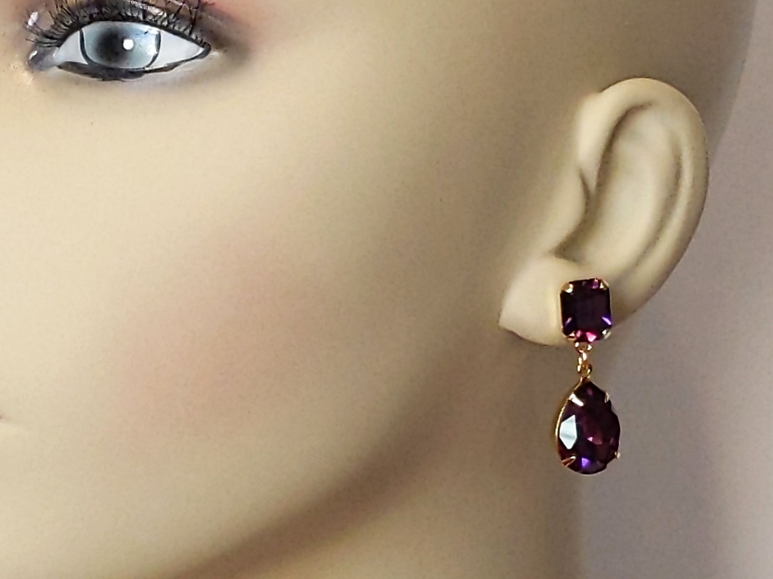 Amethyst Crystal Earrings Elegant Post Jewelry Purple | Etsy