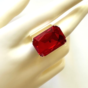 Gorgeous Large Statement Ring, Light Siam Ring, Red Crystal Ring, Large ...