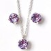 Violet Purple Crystal Jewelry Set: Silver Plated Earrings and Choker ...