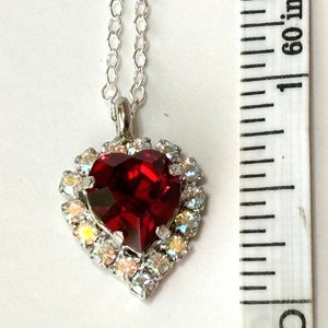 Stunning Red Crystal Heart Necklace Surrounded With AB Crystal, Elegant ...