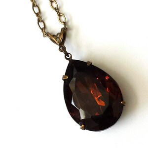 Handmade Dark Topaz Teardrop Necklace – Gold Plated Pendant, Dark Brown ...
