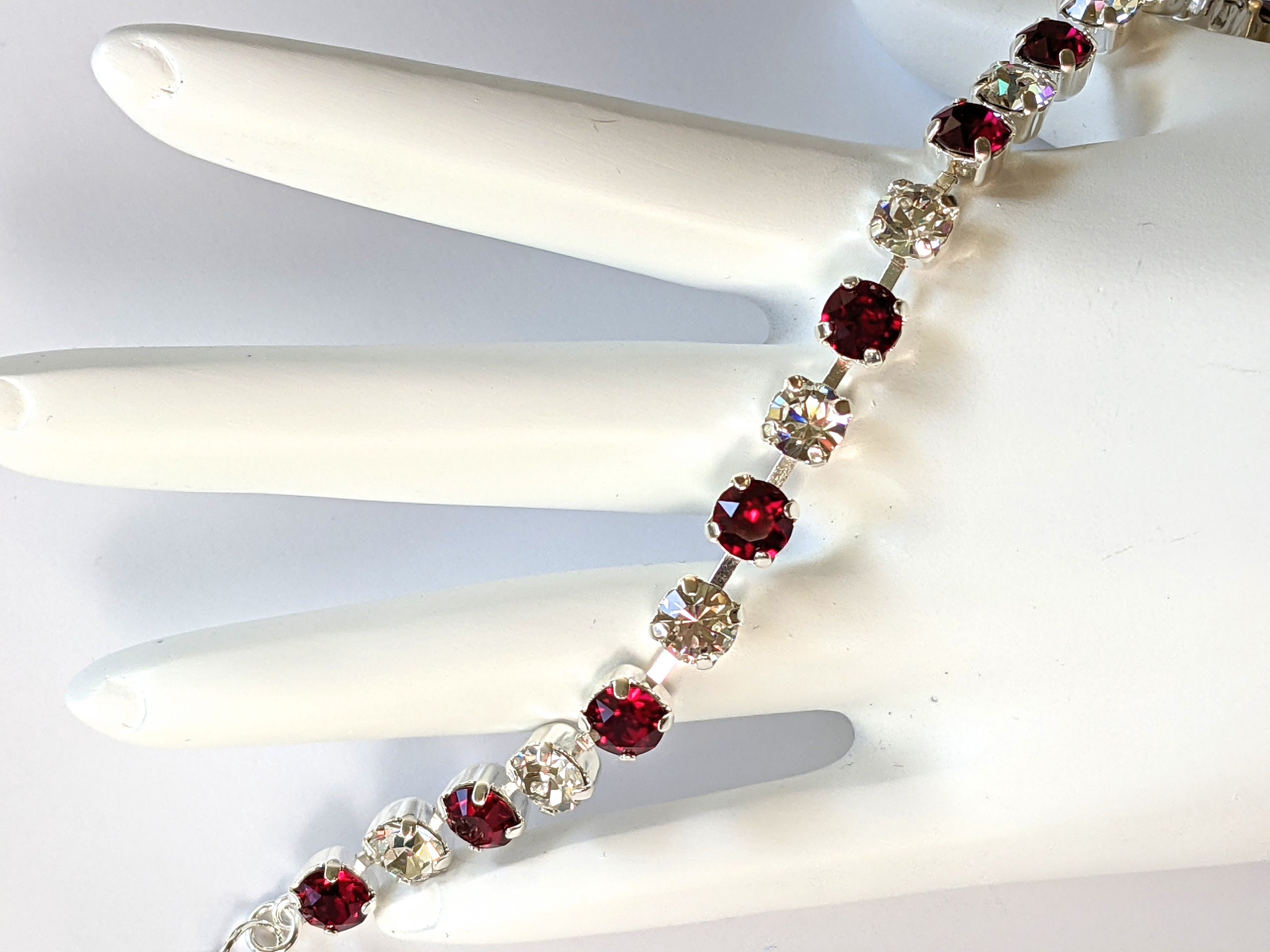 Ruby Crystal Bracelet Valentine Jewelry Gifts Ruby Red | Etsy