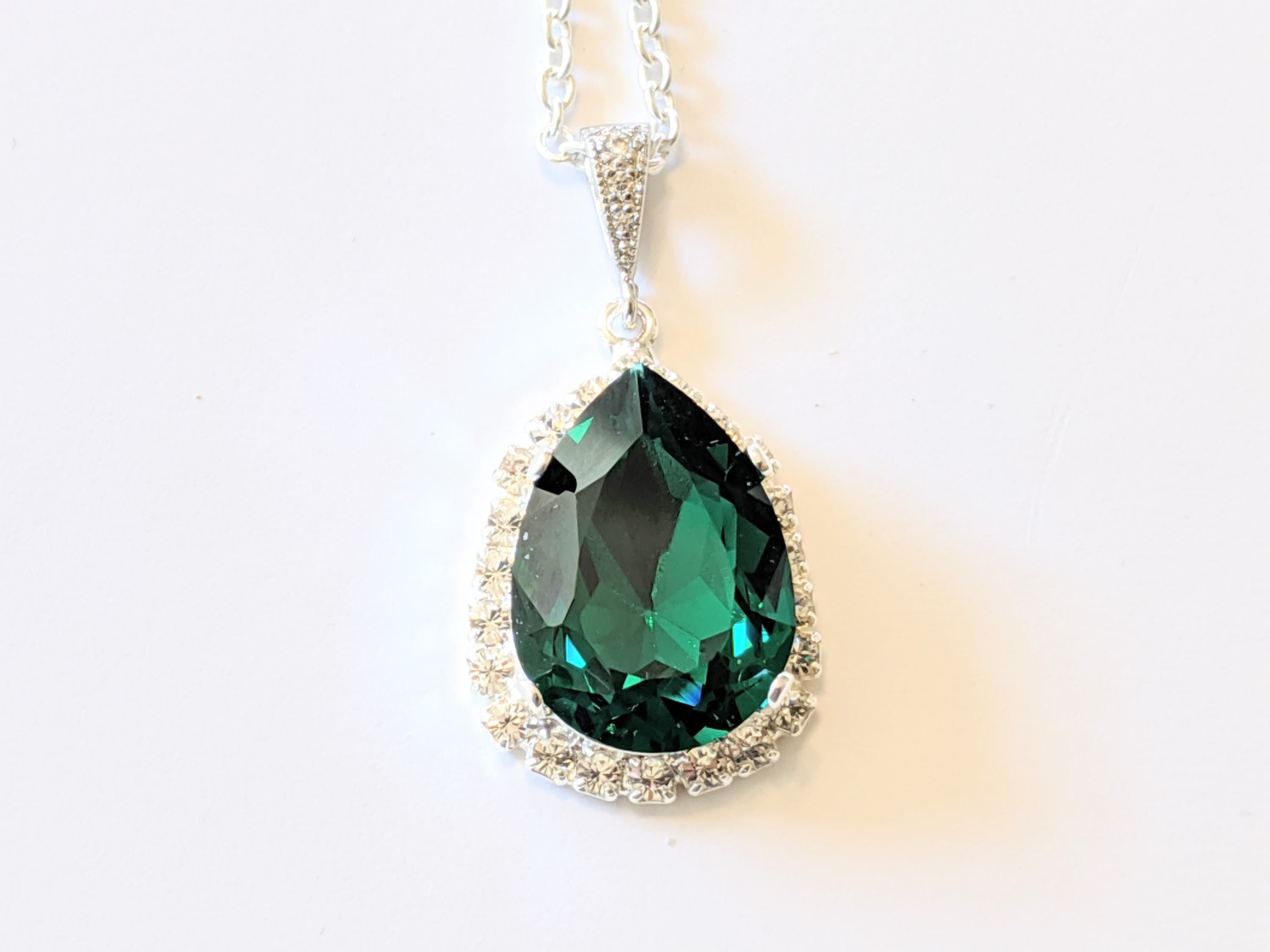 Crystal Teardrop Necklace Elegant Halo Necklace Choose Your | Etsy