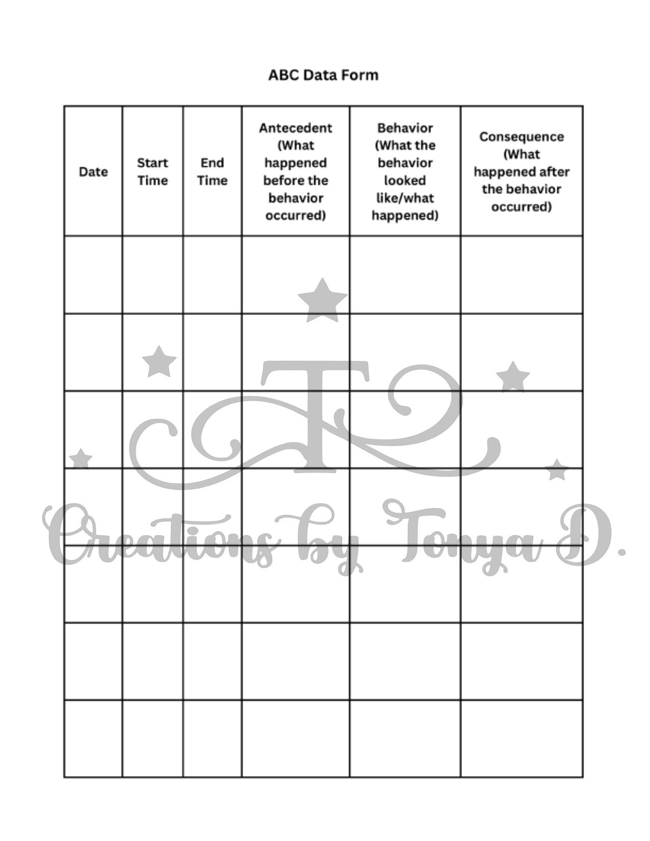ABC Data Form - Etsy