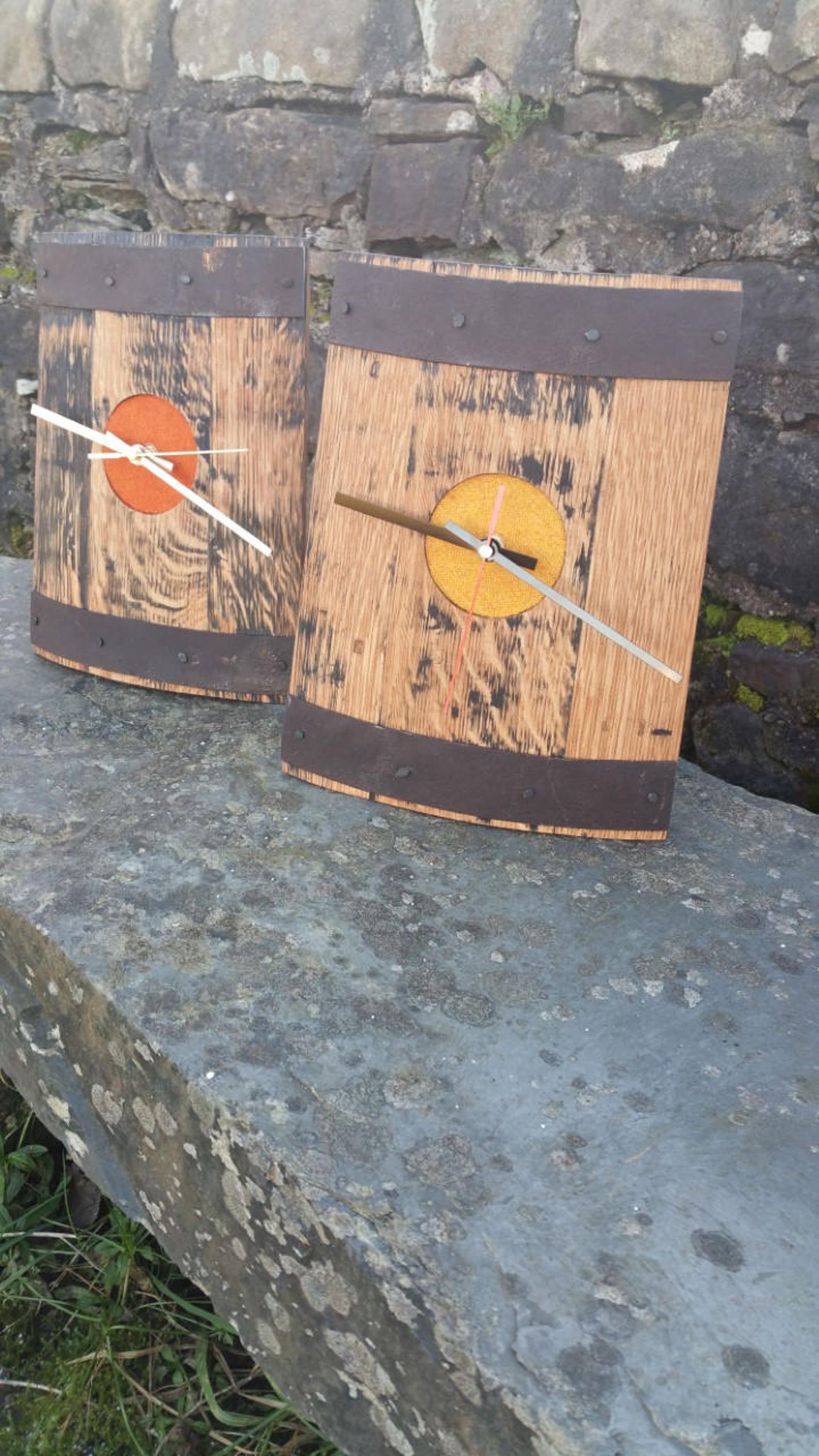 Whisky Barrel Tabletop Clock-harris Tweed Clock Housewarming - Etsy