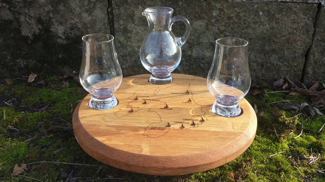 Islay Distillery Map Whisky Barrel Spinner-whisky Barrel Lazy - Etsy