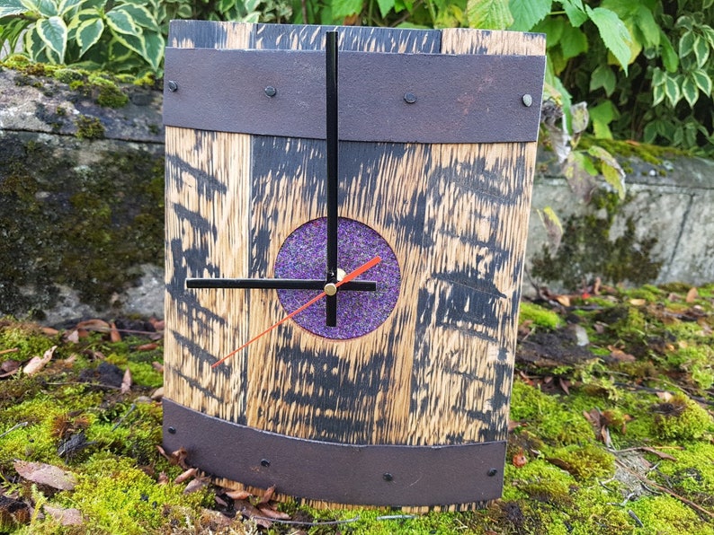 Whisky Barrel Tabletop Clock-harris Tweed Clock Housewarming - Etsy