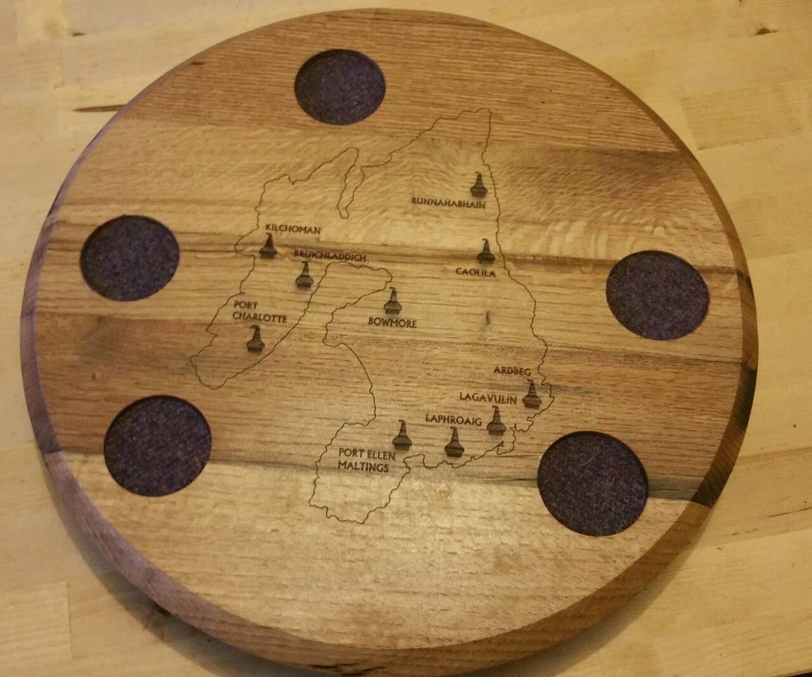 Whisky Barrel Spinner With Islay Distillery Map and Glencairn Glassware ...