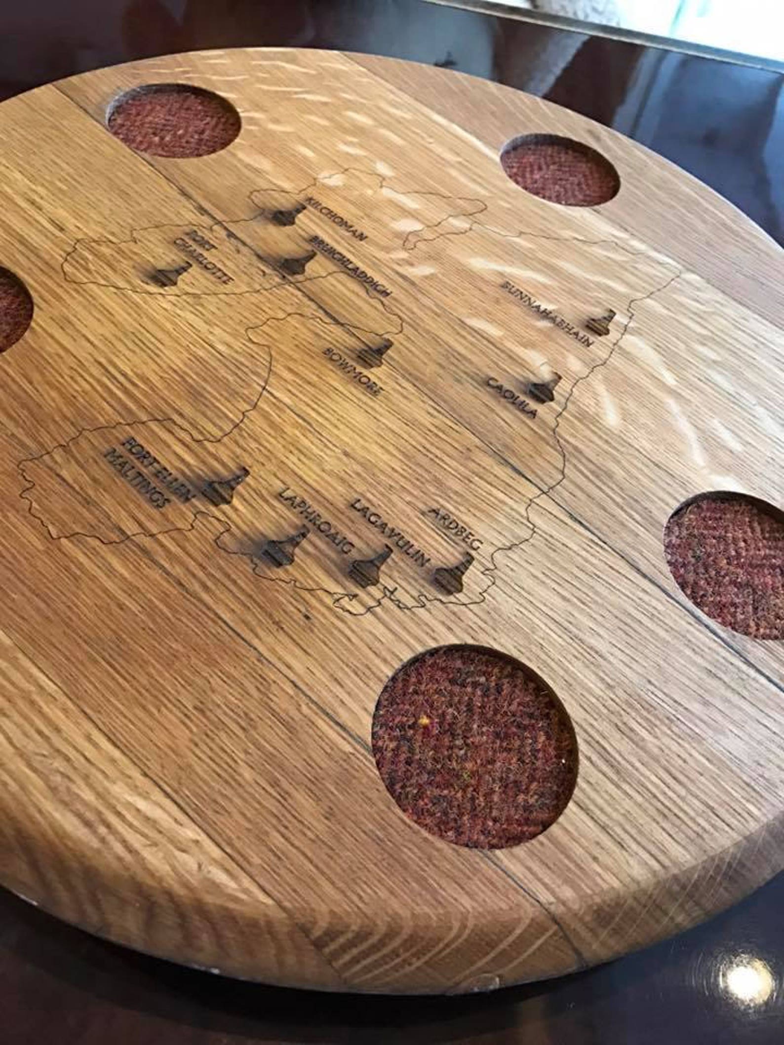 Whisky Barrel Spinner With Islay Distillery Map and Glencairn Glassware ...