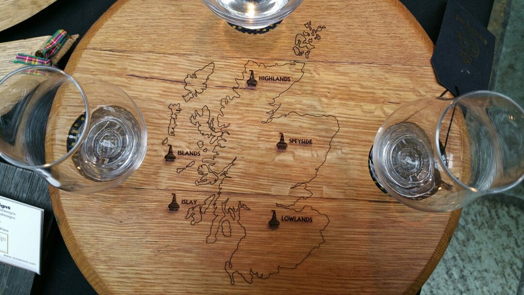 Whisky Barrel Spinner With Scotland Whisky Region Map and Glencairn ...