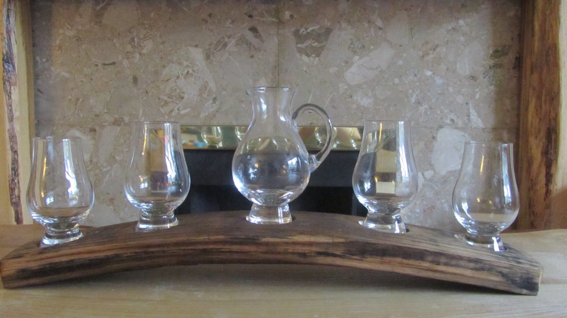 Whisky Barrel Tasting Tray-whiskey Flight Tray-whisky Stave Glassholder ...