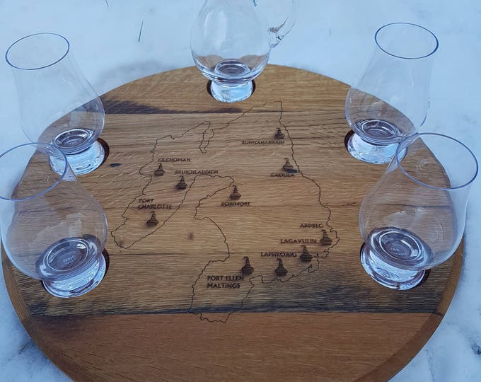 Whisky Barrel Spinner With Islay Distillery Map and Glencairn Glassware ...