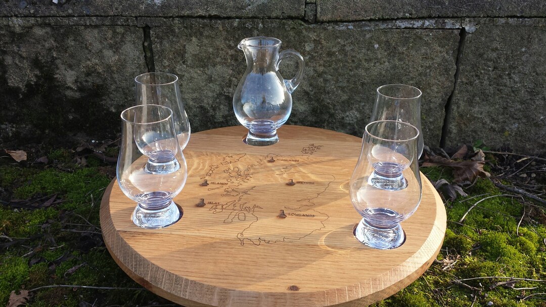 Scotland Whisky Region Map Whisky Barrel Spinner With Whisky Glassware ...