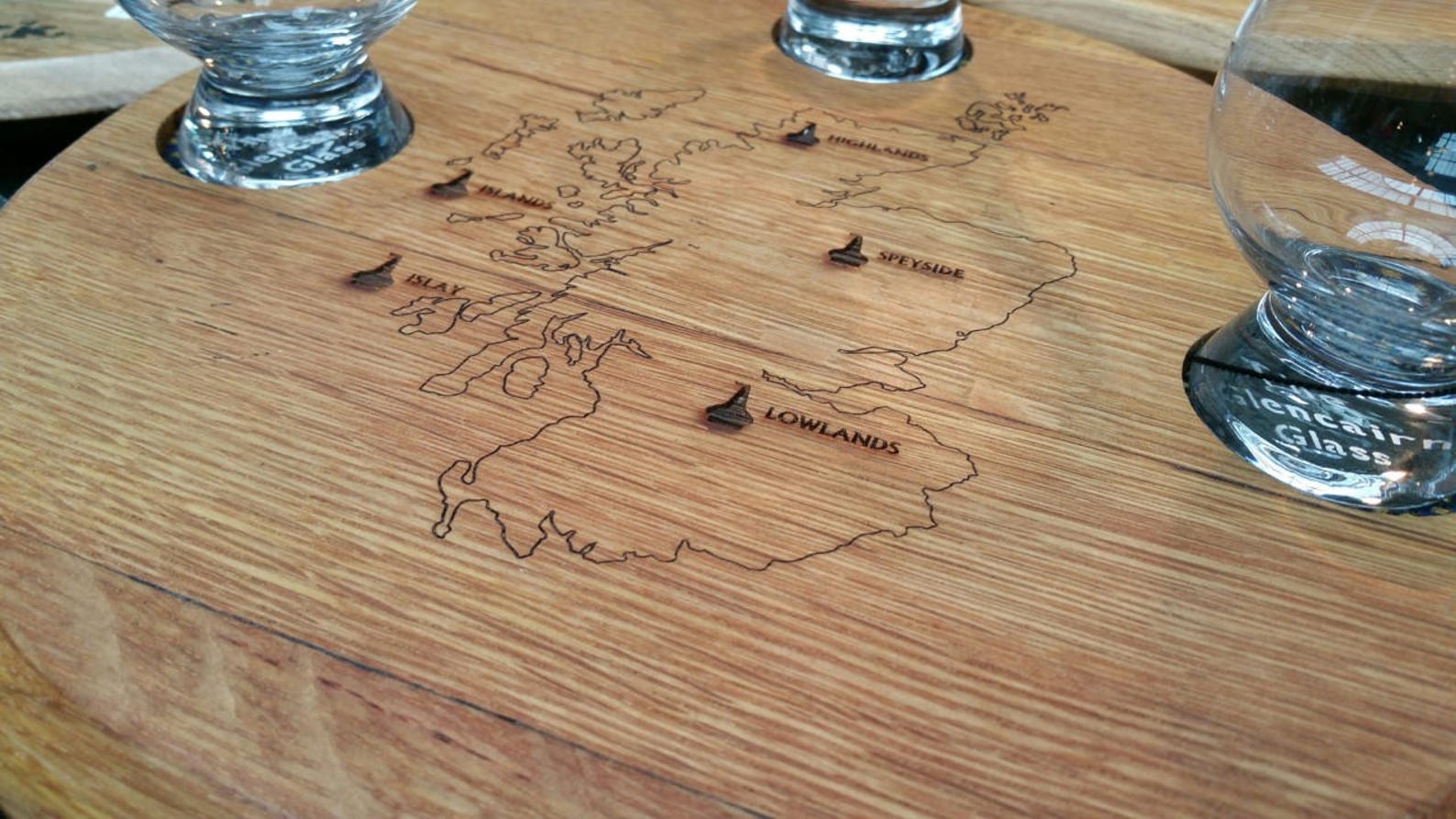 Whisky Barrel Spinner With Scotland Whisky Region Map and Glencairn ...