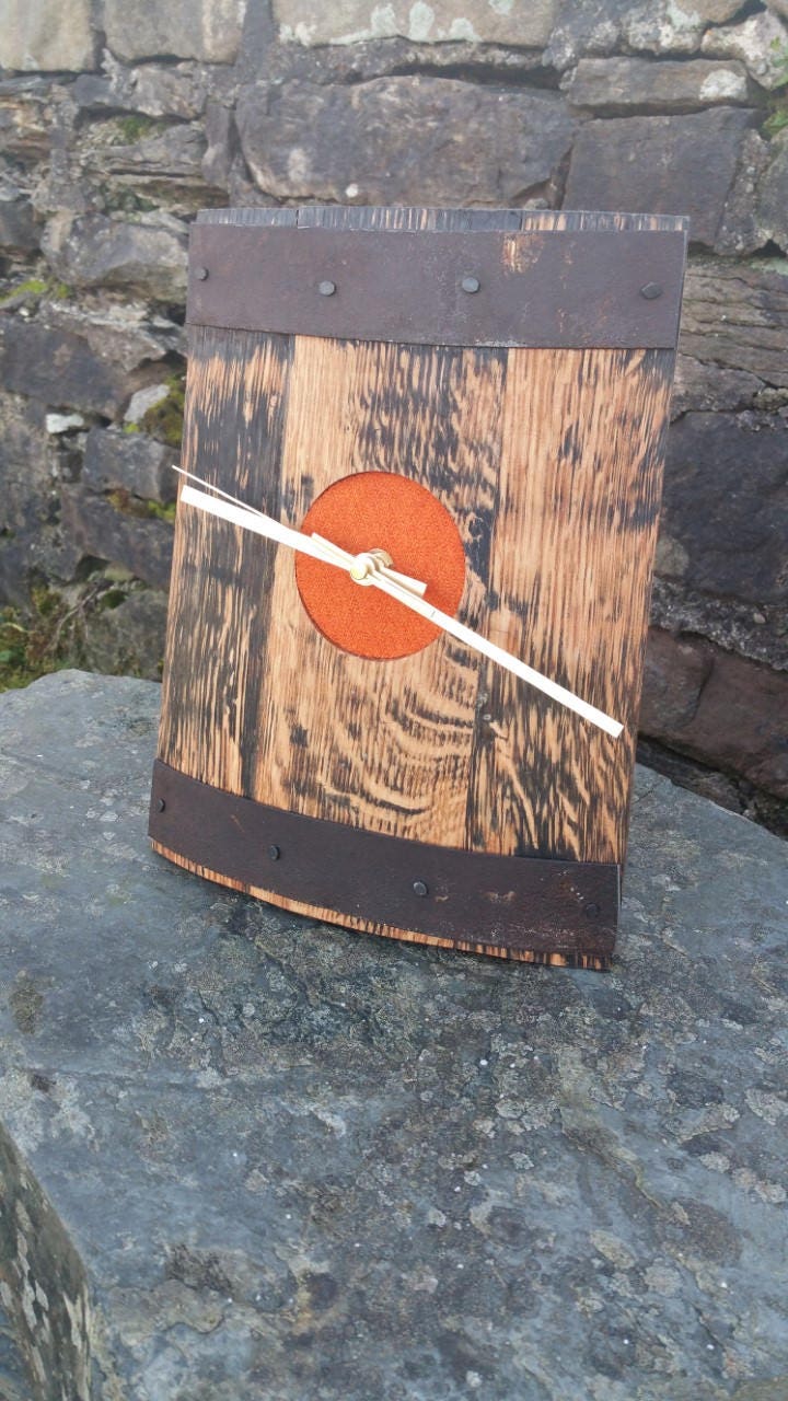 Whisky Barrel Tabletop Clock-harris Tweed Clock Housewarming - Etsy