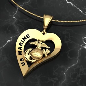 USMC US Marine Heart Pendant - Etsy