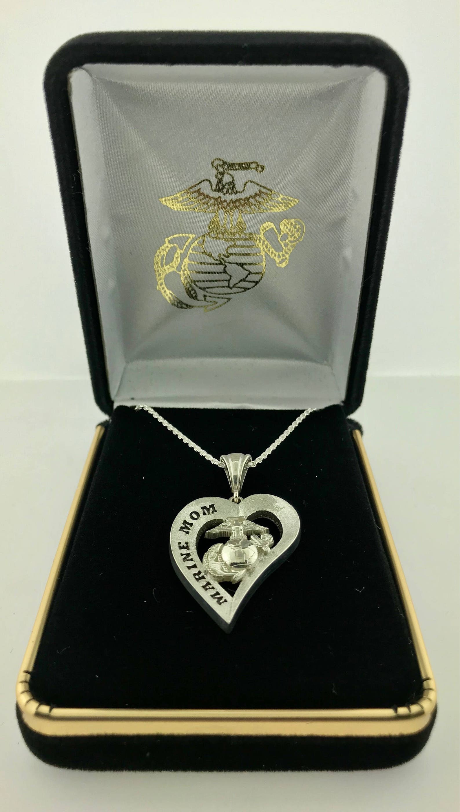 USMC Marine Mom Heart Pendant - Etsy