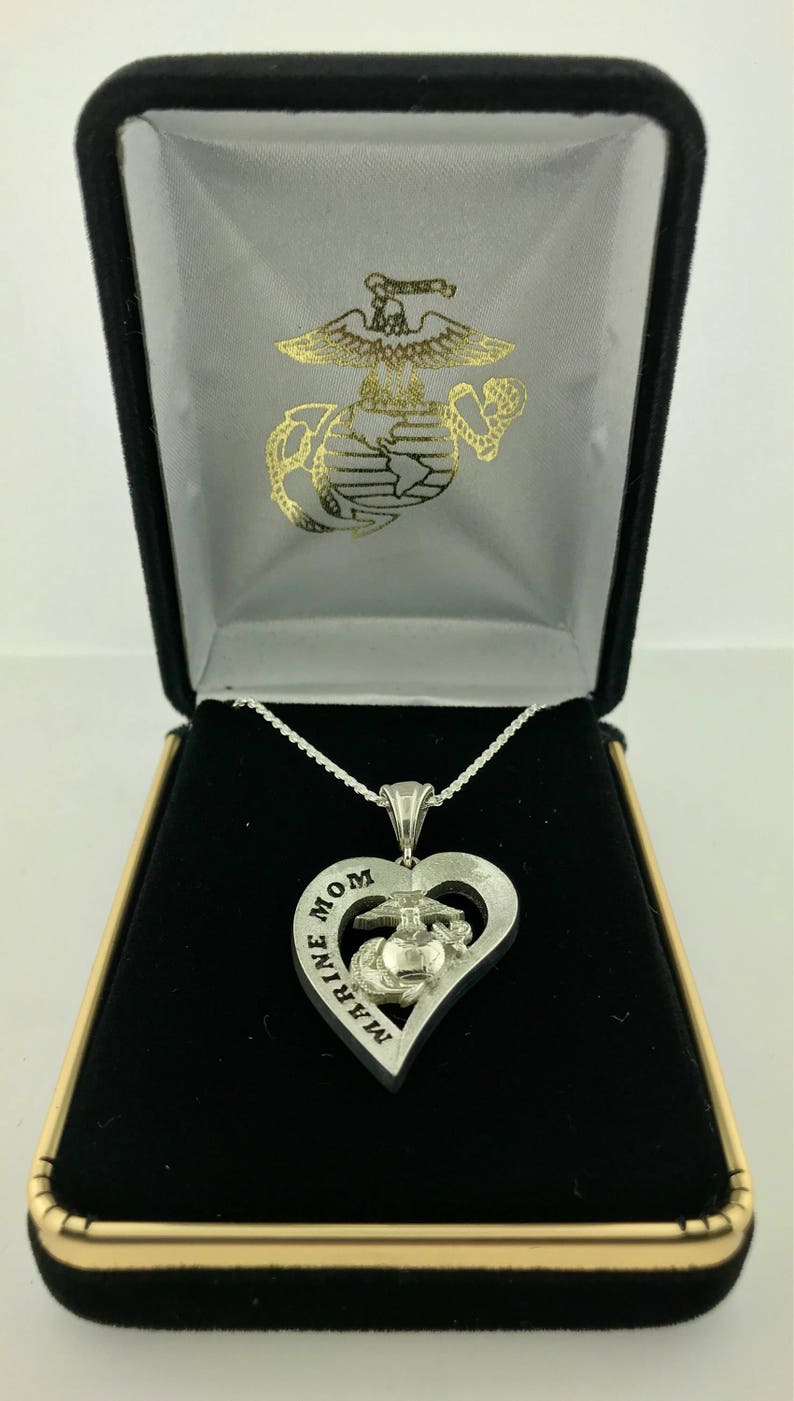USMC Marine Mom Heart Pendant - Etsy