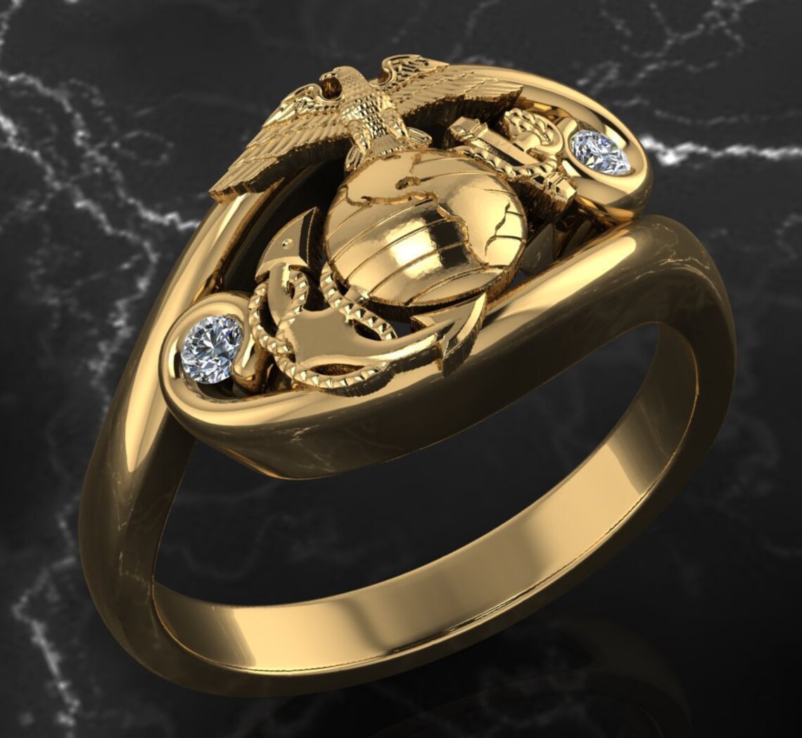 Womens Marine Corps Ring With Diamonds - Etsy