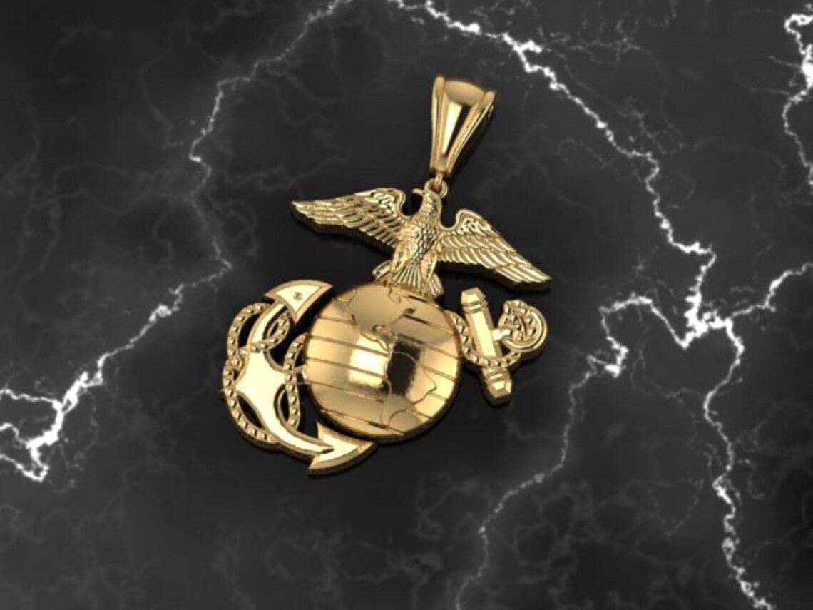 USMC Gold EGA Pendant - Etsy