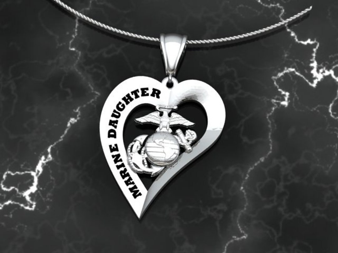 Marine Corps Marine Daughter Heart Pendant - Etsy