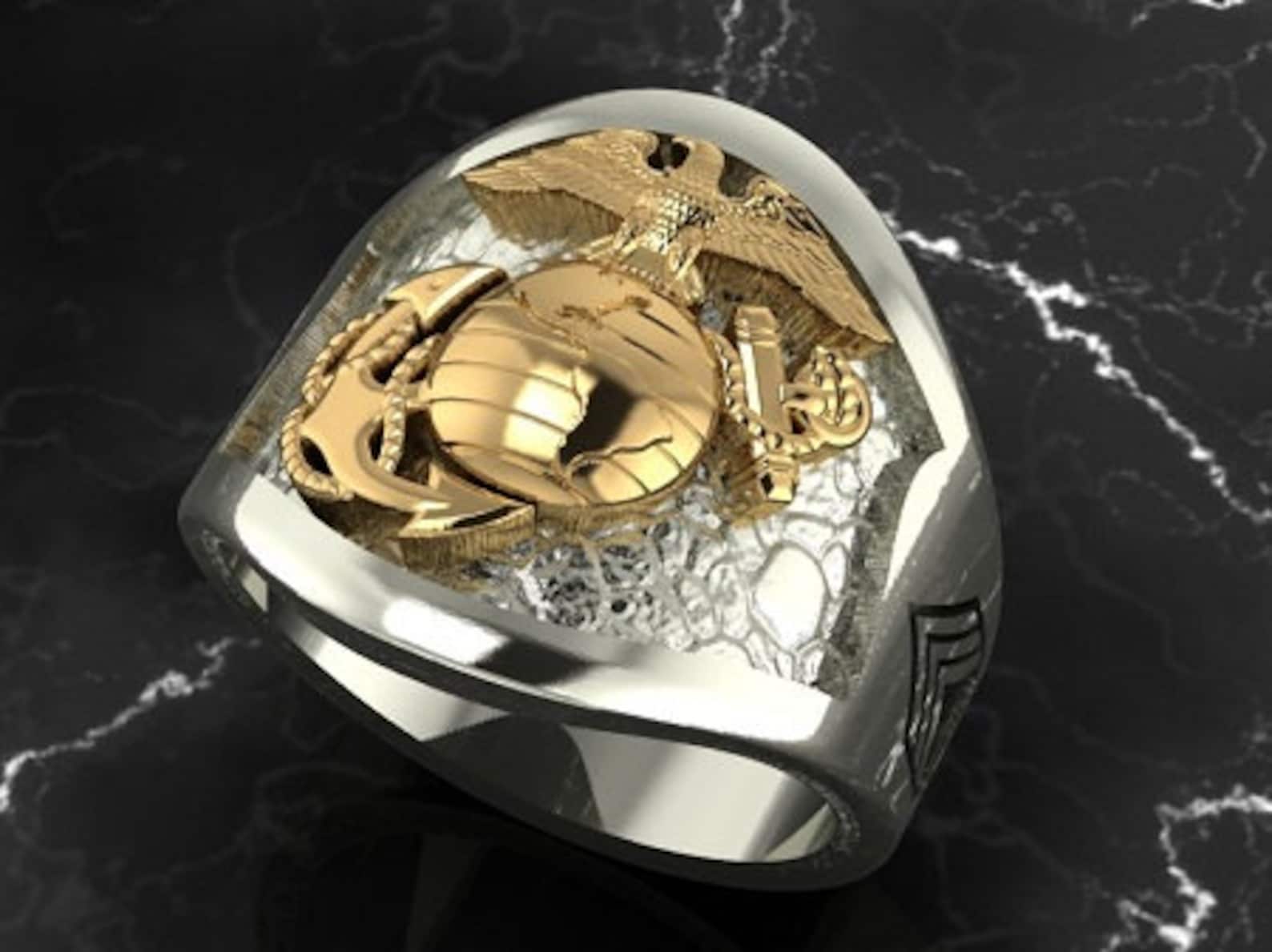 Marine Corps Two Tone USMC Gold Ring - Etsy