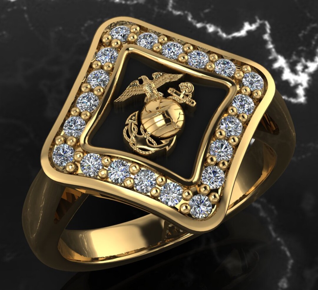 Womens Marine Corps Ring With Diamonds - Etsy