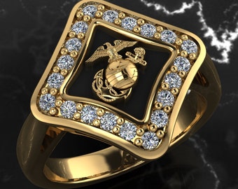 High Definition Solid Gold Marine Corps Ring With 1775 and USMC on the ...
