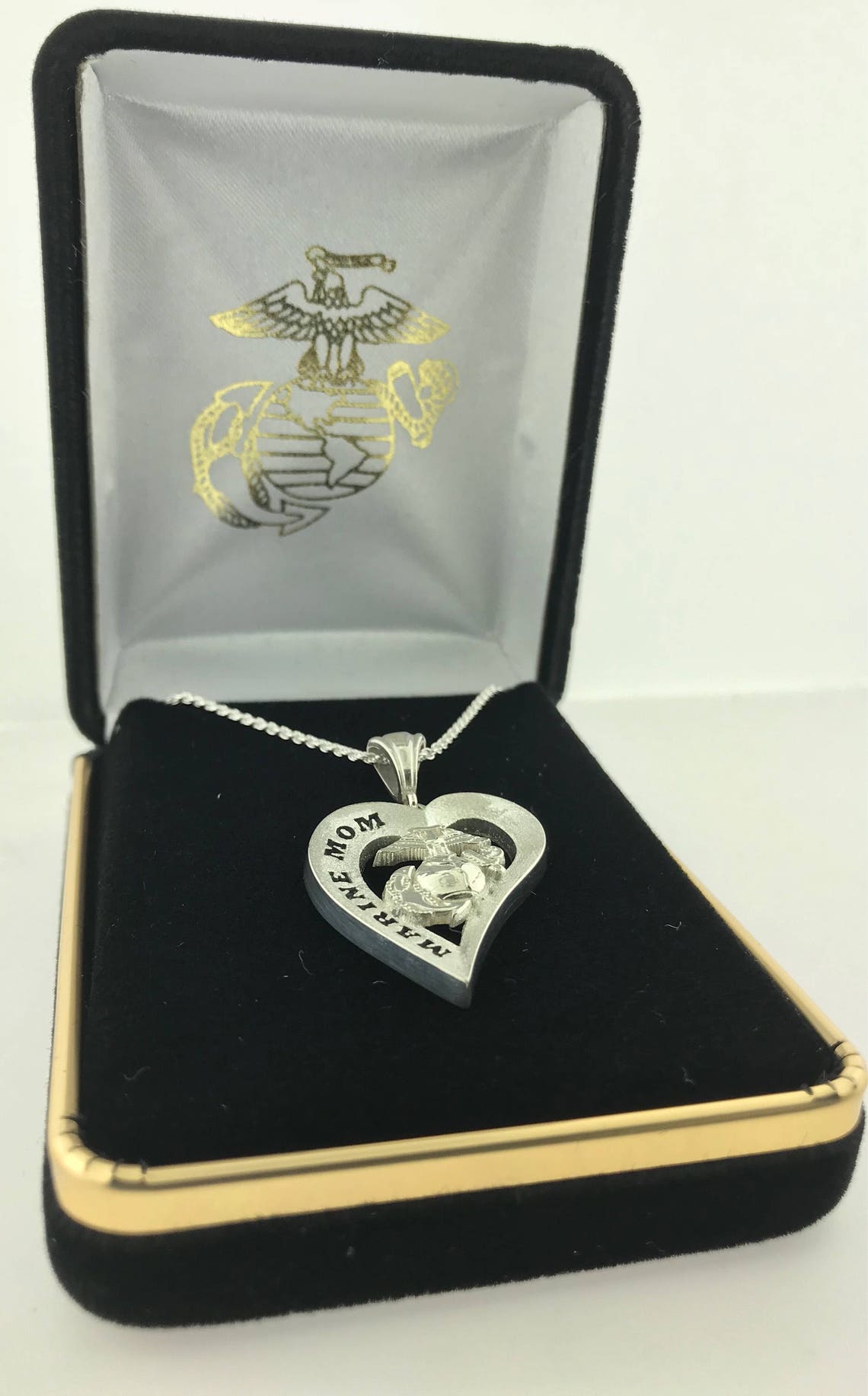 USMC Marine Mom Heart Pendant | Etsy