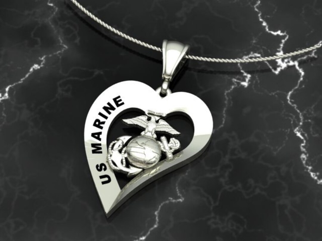 USMC US Marine Heart Pendant - Etsy