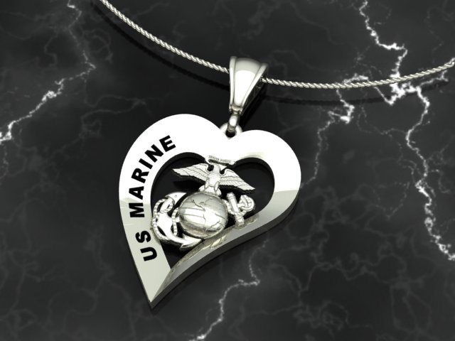 USMC US Marine Heart Pendant - Etsy