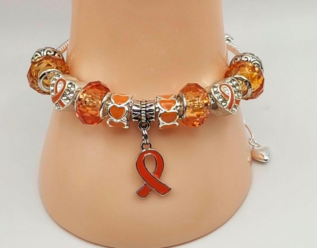 Orange Awareness European Charm Bracelet / Multiple Sclerosis ...