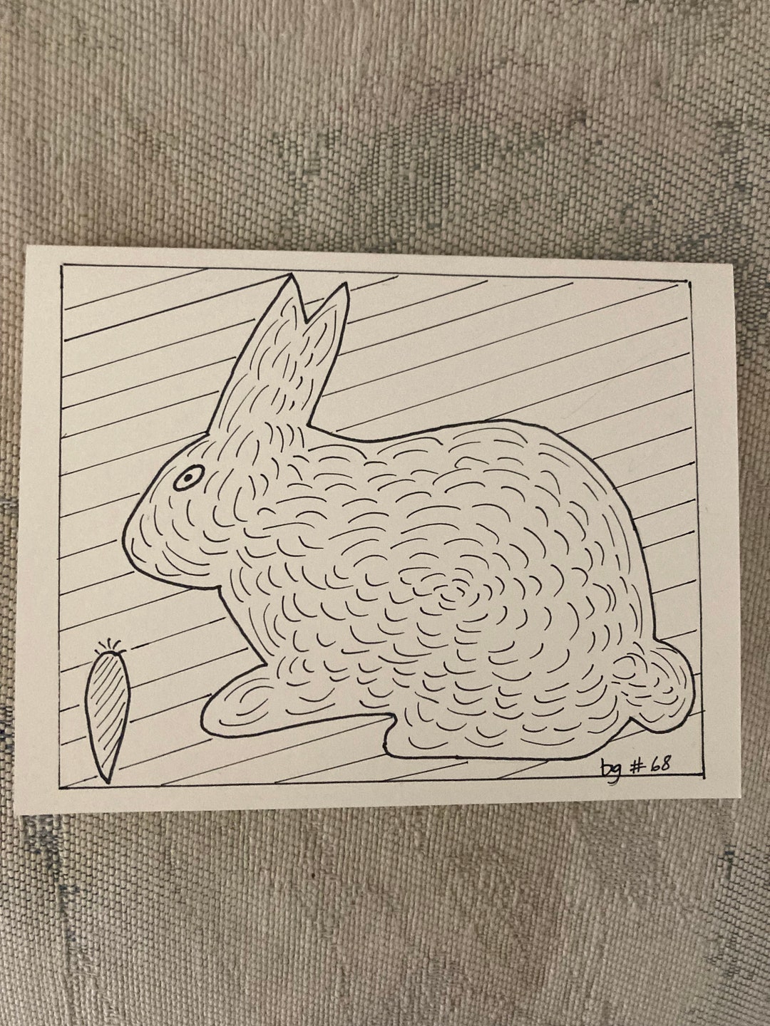 Bunny Rabbit With Cottontail and Furry Lines. He's Eyeing the Carrot at ...