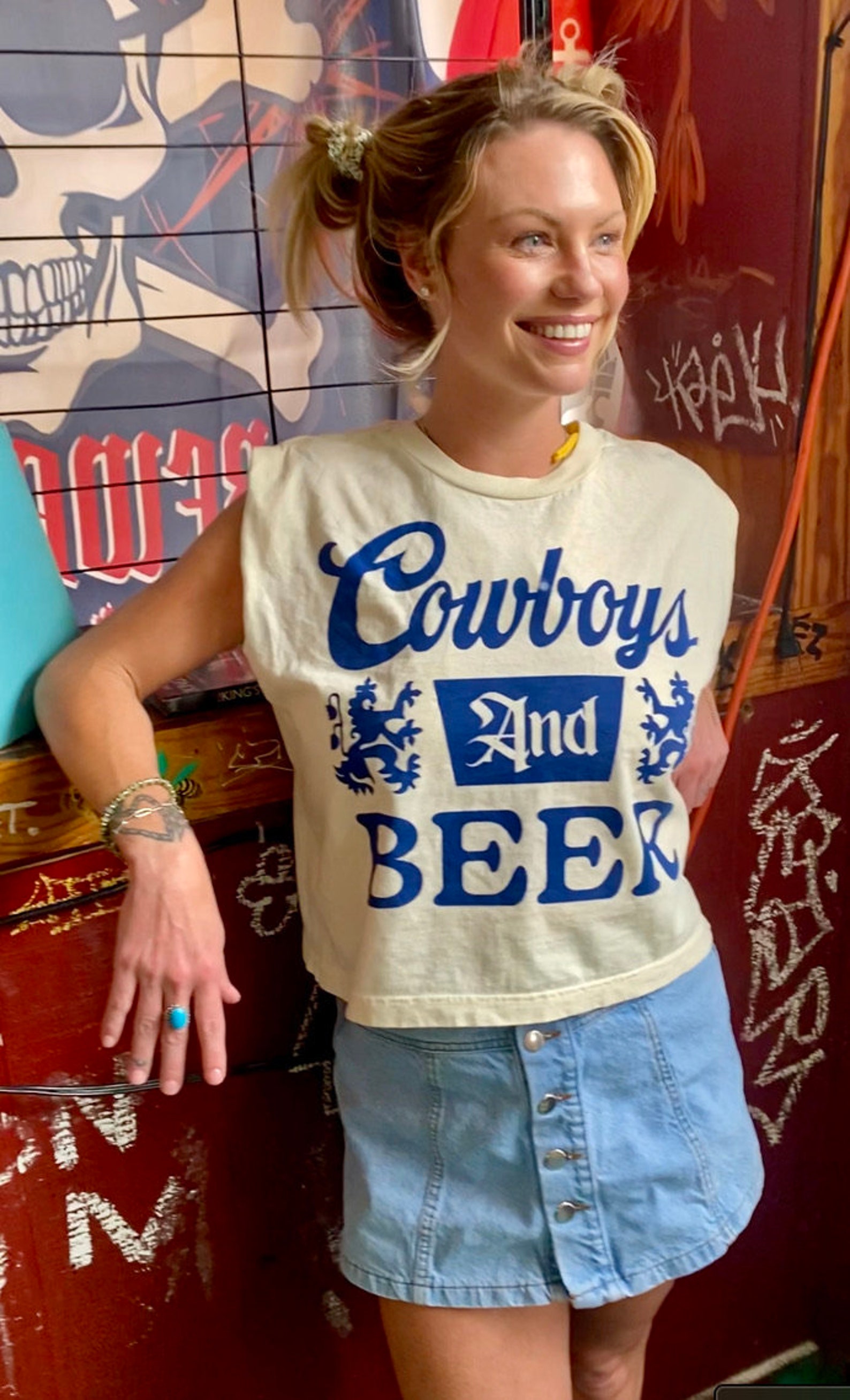 Cowboys and Beer Logo Boxy Midriff Muscle Crop Top - Etsy