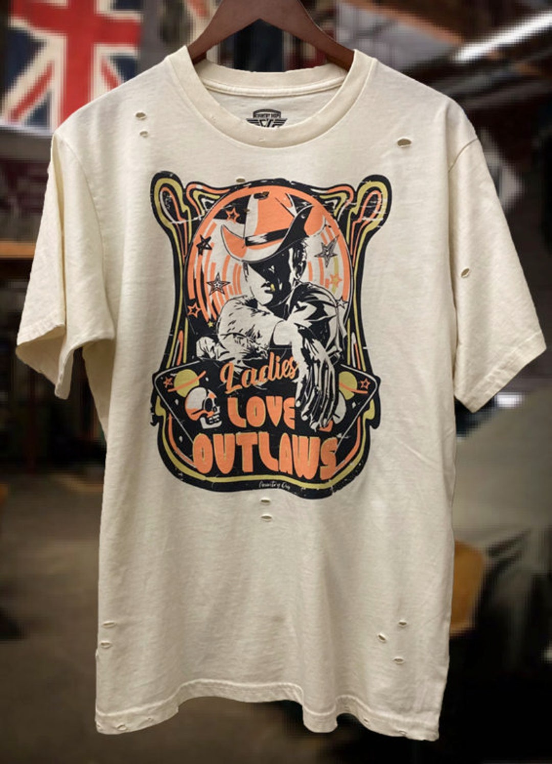 Ladies Love Outlaws Vintage Distressed Shirt in Natural - Etsy