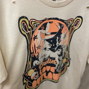 Ladies Love Outlaws Vintage Distressed Shirt in Natural - Etsy