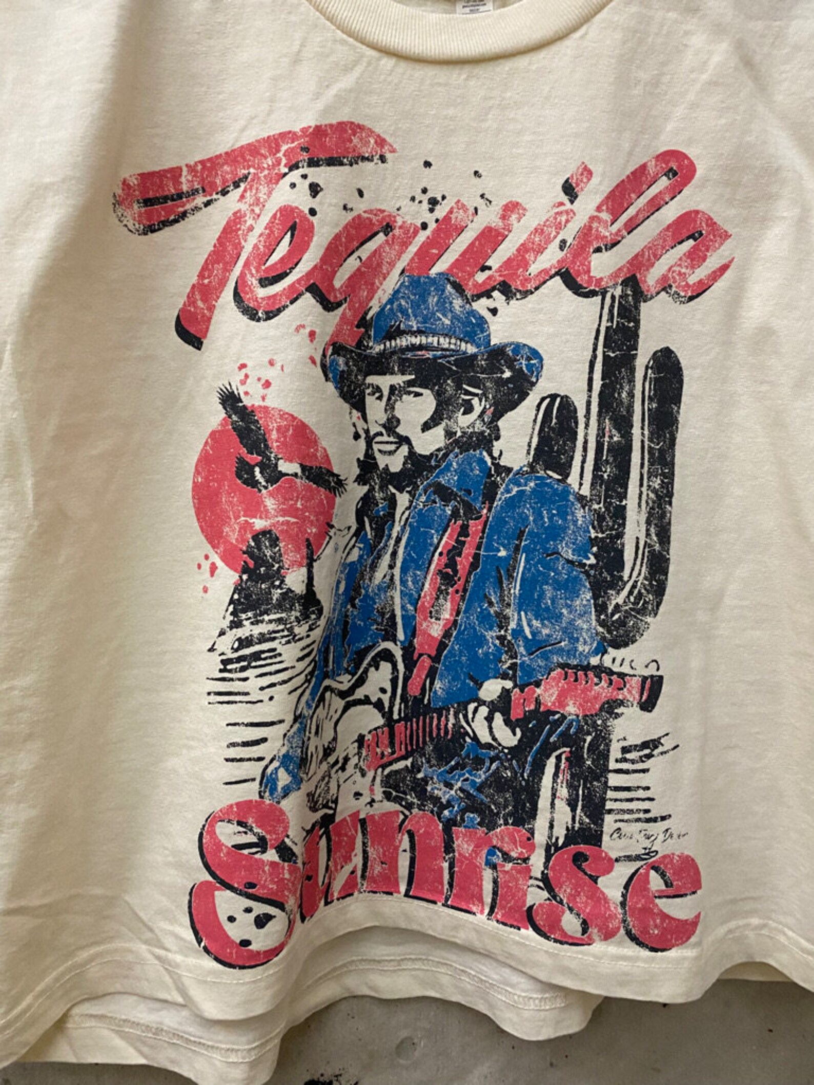 Tequila Sunrise Logo Boxy Midriff Muscle Crop Top - Etsy