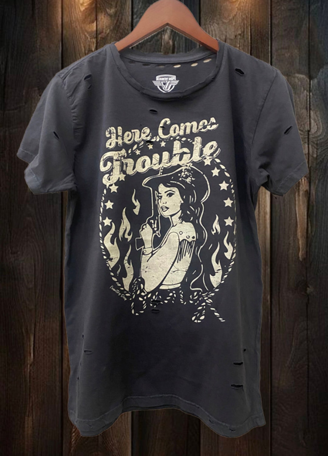 Here Comes Trouble Distressed Unisex T Shirt - Etsy