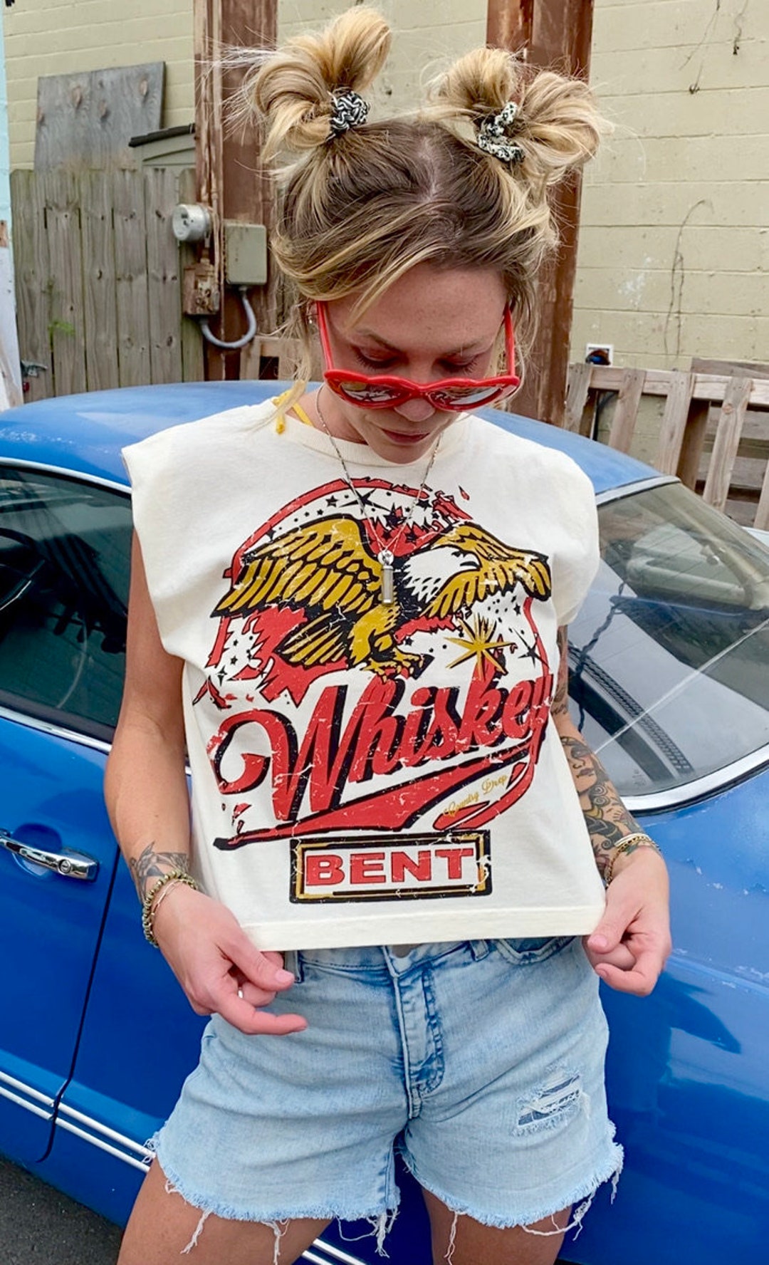 Whiskey Bent 70's Logo Boxy Midriff Muscle Crop Top - Etsy