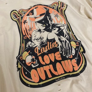 Ladies Love Outlaws Vintage Distressed Shirt in Natural - Etsy