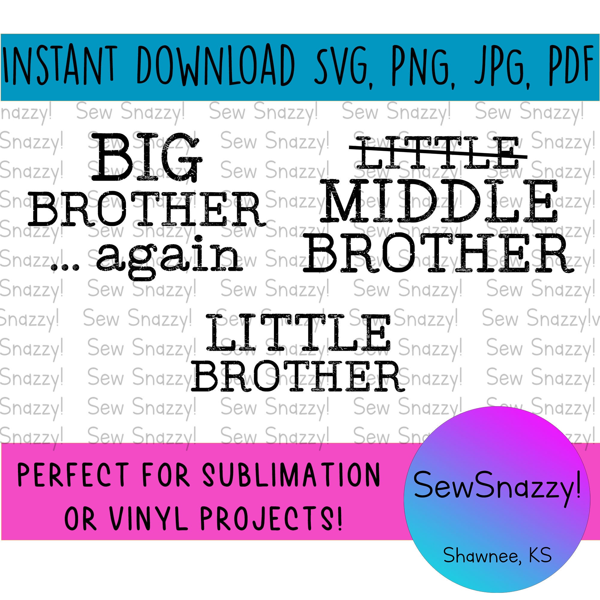 Big Brother Again PNG, Middle Brother SVG, Toddler Brothers, Little to ...