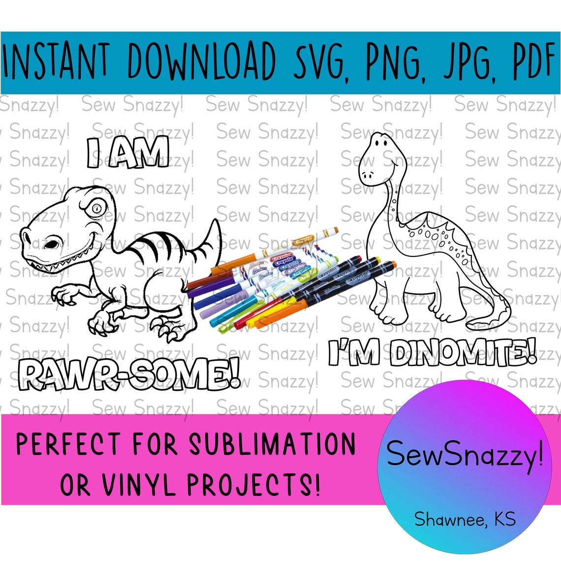 Buy Dinosaur Coloring SVG Dinomite SVG Rawrsome SVG Set of 2 Online in ...