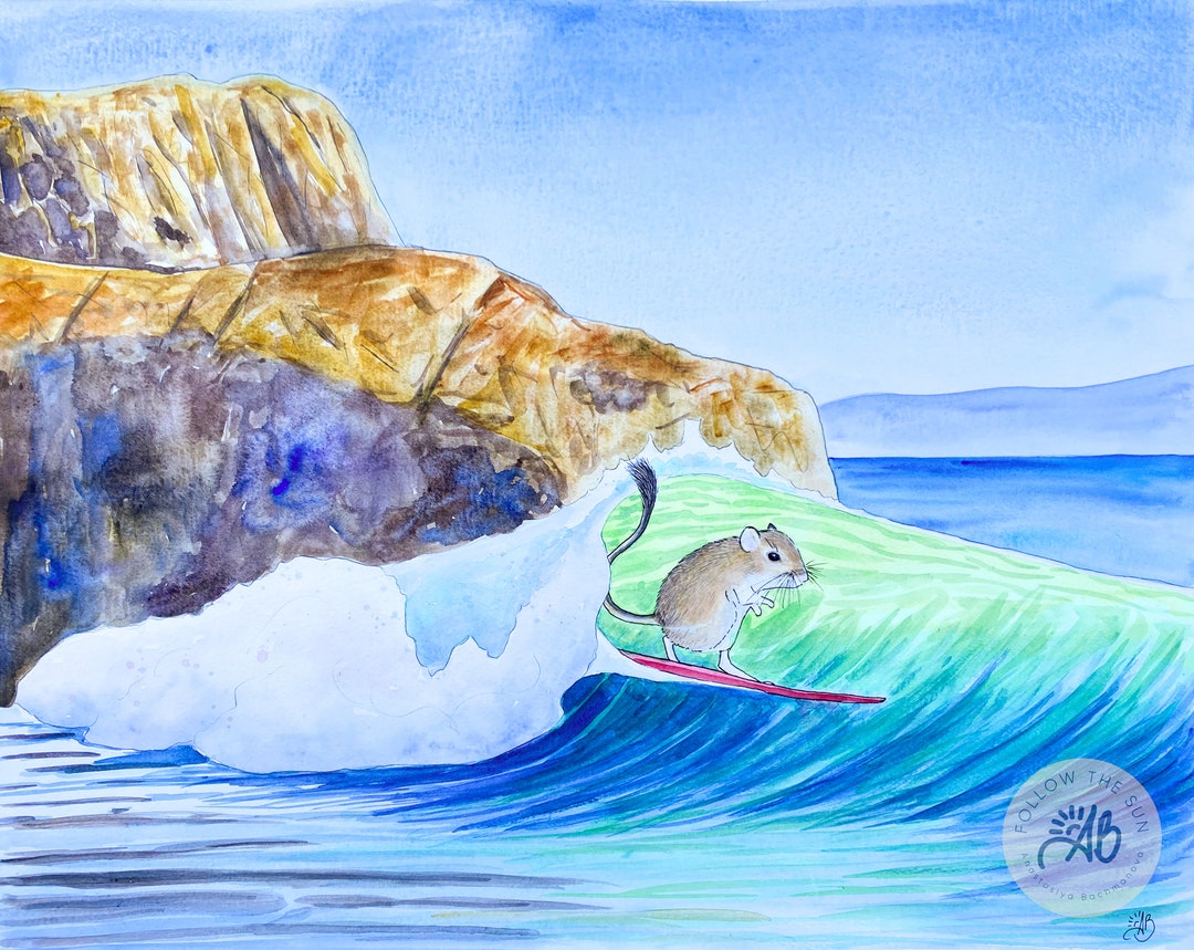 Surfing Giant Kangaroo Rat Art Print - Etsy