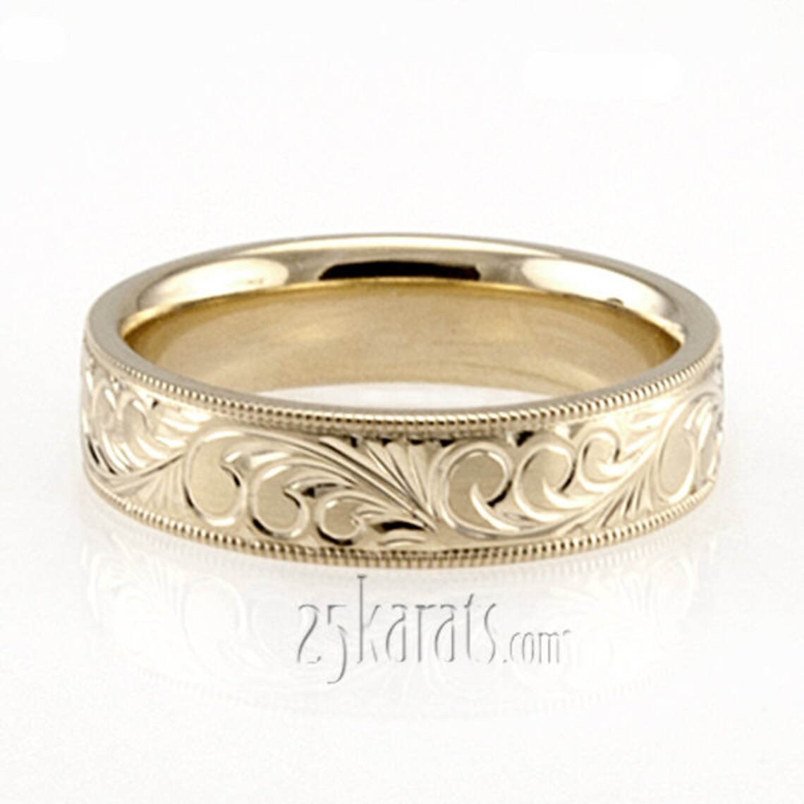 Milgrain Edge Fancy Carved Wedding Ring - Etsy