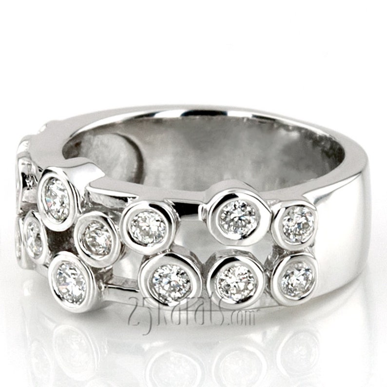 Round Cut Bezel Set Diamond Wedding Band anniversary Ring - Etsy