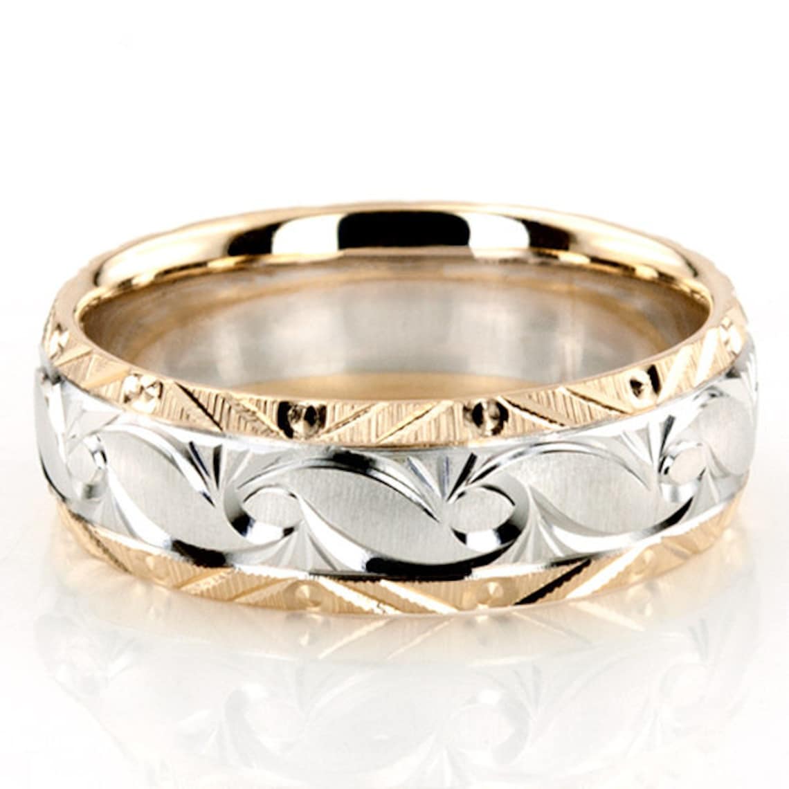 Fine Grooved Fancy Designer Wedding Ring - Etsy