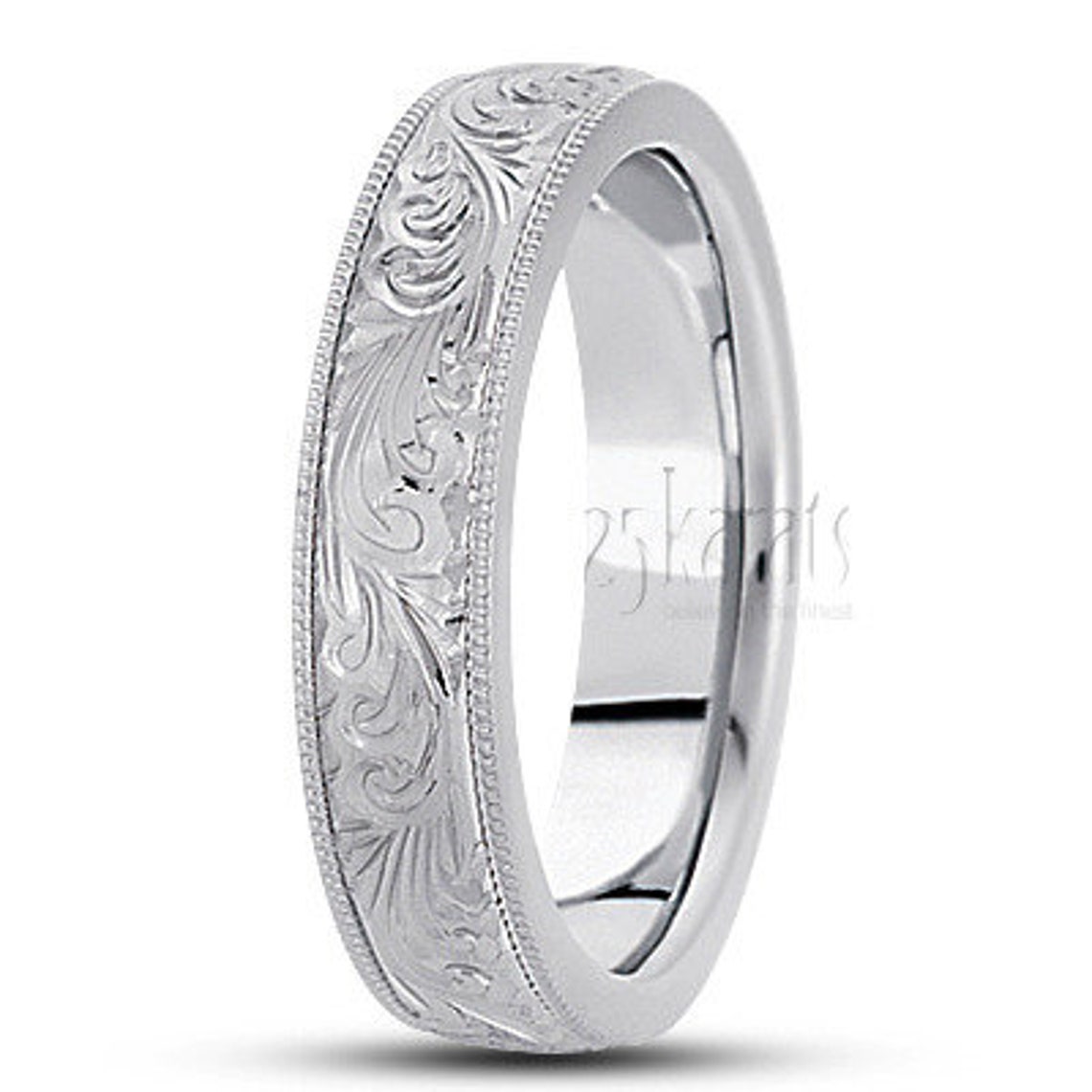 Milgrain Edge Fancy Carved Wedding Ring - Etsy