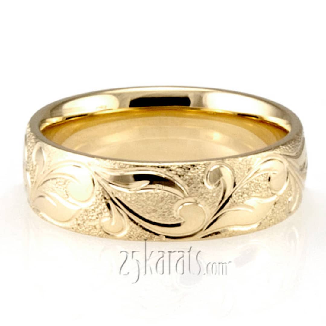 Exquisite Wire Matte Fancy Carved Wedding Ring - Etsy