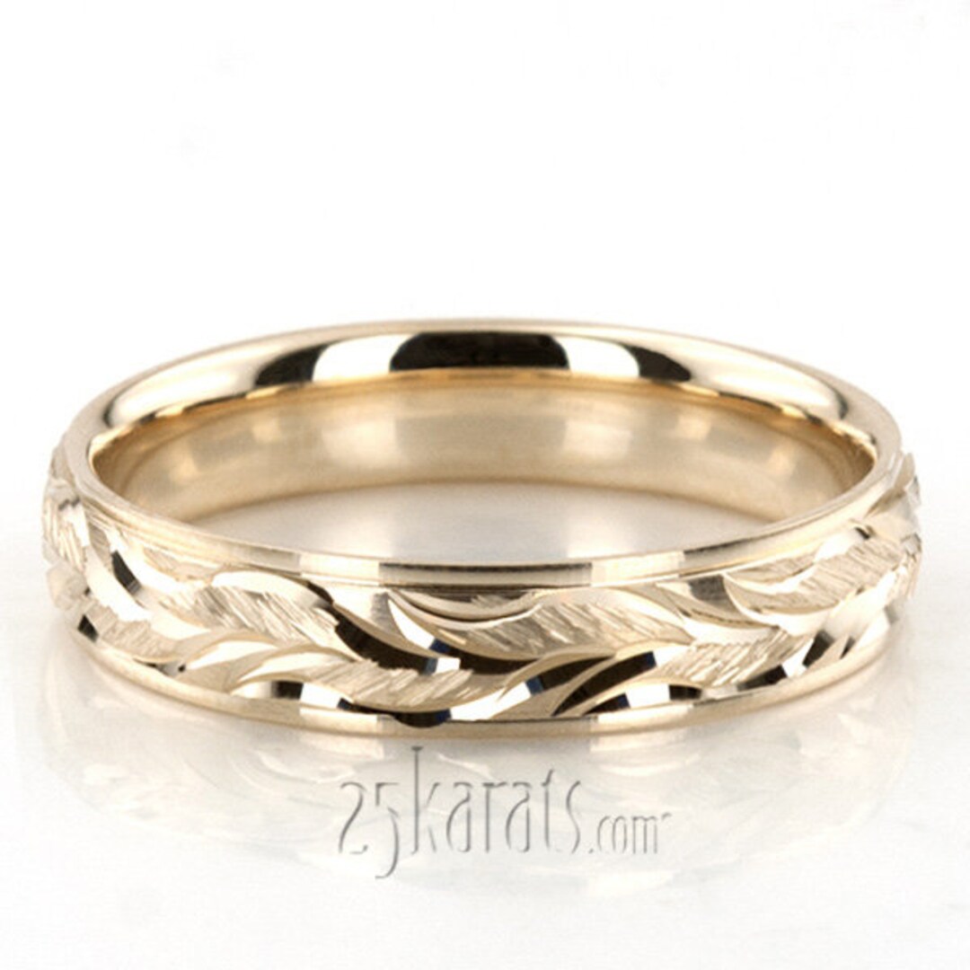 Floral Carved Fancy Wedding Ring - Etsy UK